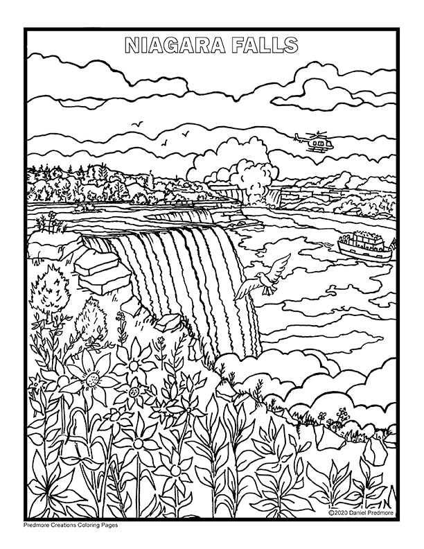 Niagara Falls Coloring Book - Digital Printable Download